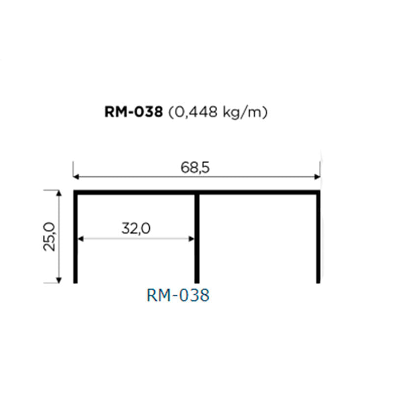 Trilho superior rm-038 2 metros Rometal - Ferragens Floresta