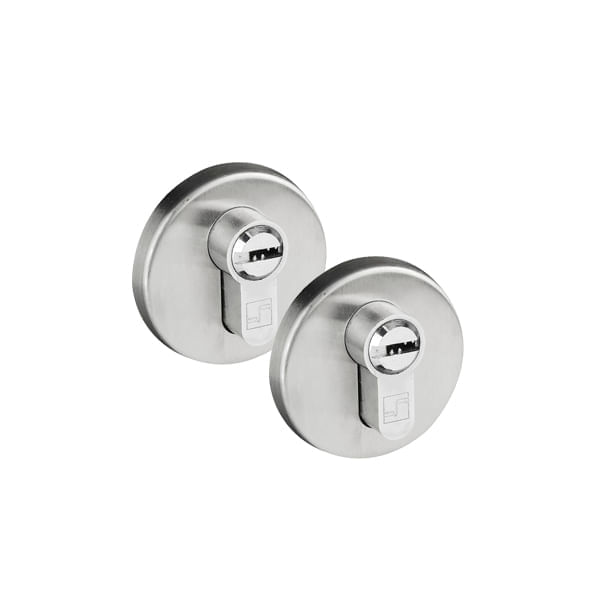Conjunto de roseta externa inox escovado para cilindro euro Fortezza - Ferragens Floresta