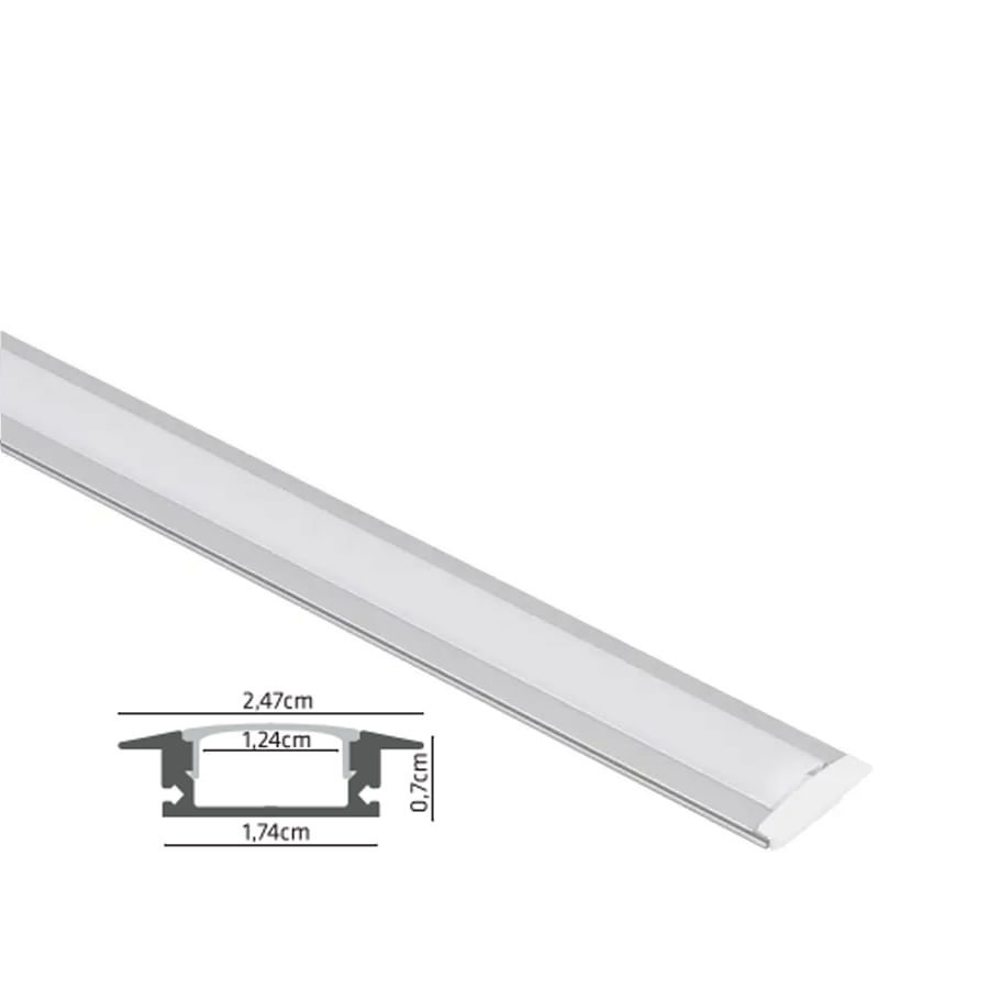PERFIL LED SLIM DE EMBUTIR 3 METROS PRATA 1211 GAYA - Ferragens Floresta